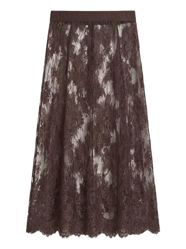 ALLSAINTS Arran Lace Maxi Skirt - Brown