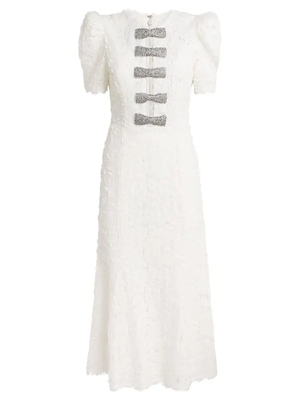 Rebecca Vallance Dillon Midi Dress With Diamante Bows - Ivory