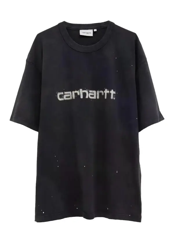 Carhartt Work In Progress Logo-print Paint-splatter T-shirt - Black