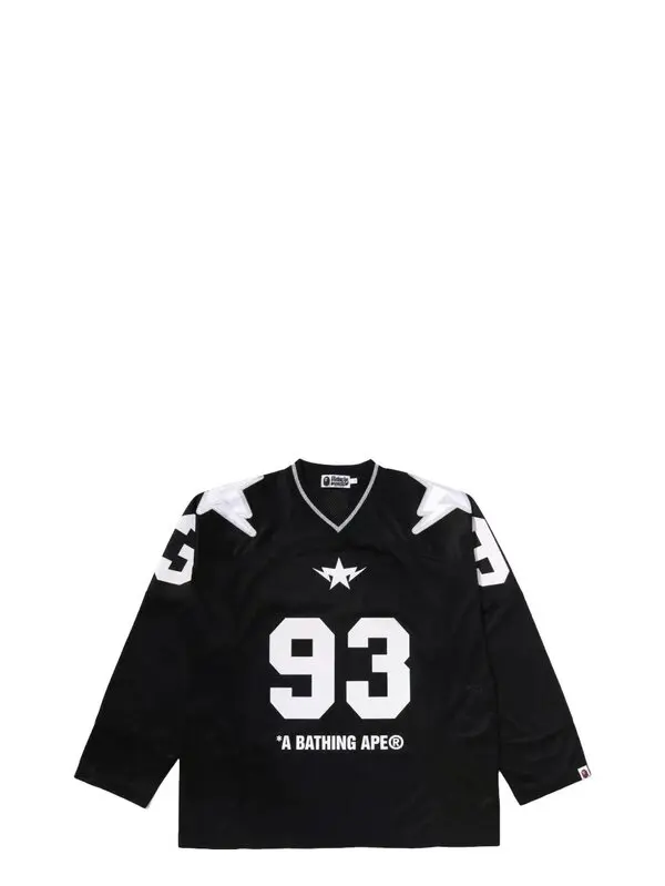 A BATHING APE Logo Print V-neck T-shirt - Black