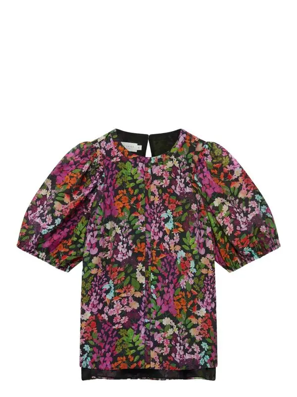 Ted Baker London Hahtie Puff Sleeve Floral Print Top - Black