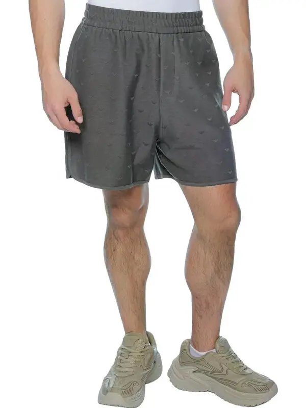 Emporio Armani Monogram Pattern Track Shorts - Grey