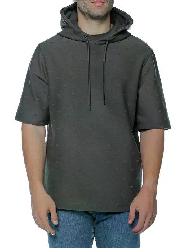 Emporio Armani Allover Eagle-motif Hoodie - Grey