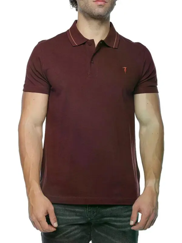 TRUSSARDI Logo-embroidered Piqué Polo Shirt - Brown