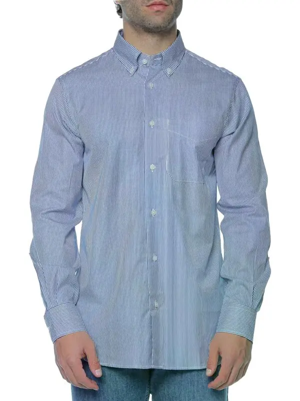 Emporio Armani Vertical-stripe Button-down Shirt - Blue
