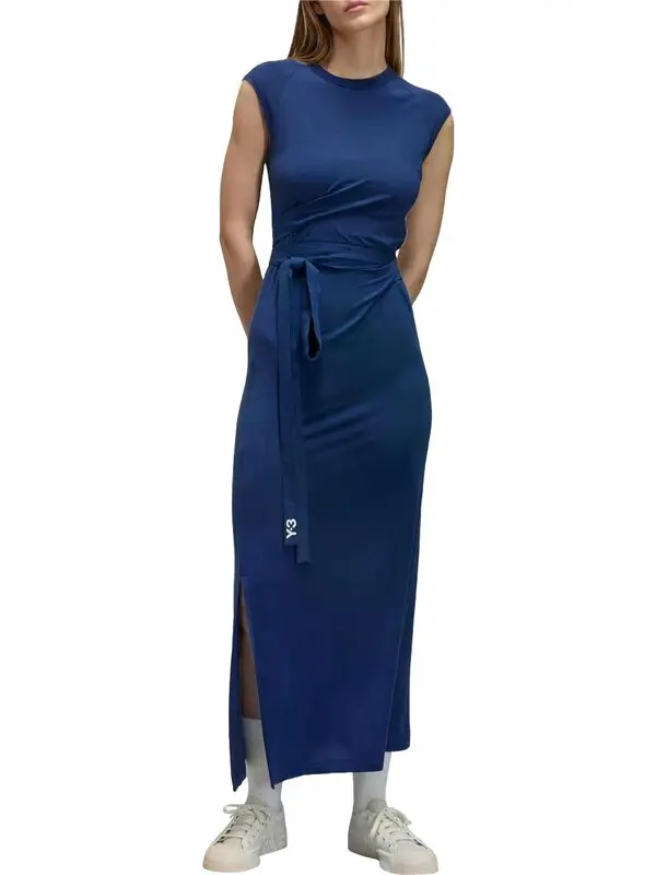 Y3 Belted Stripe Detail Dress - Blue