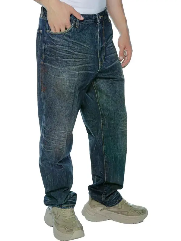 Emporio Armani J22 Whiskered Faded Jeans - Blue