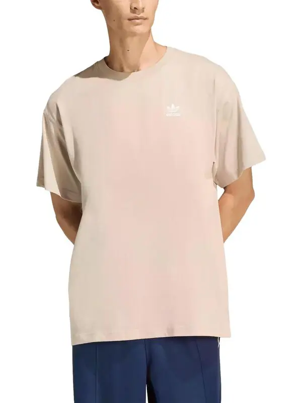 Adidas Logo-embroidered Cotton T-shirt - Neutrals