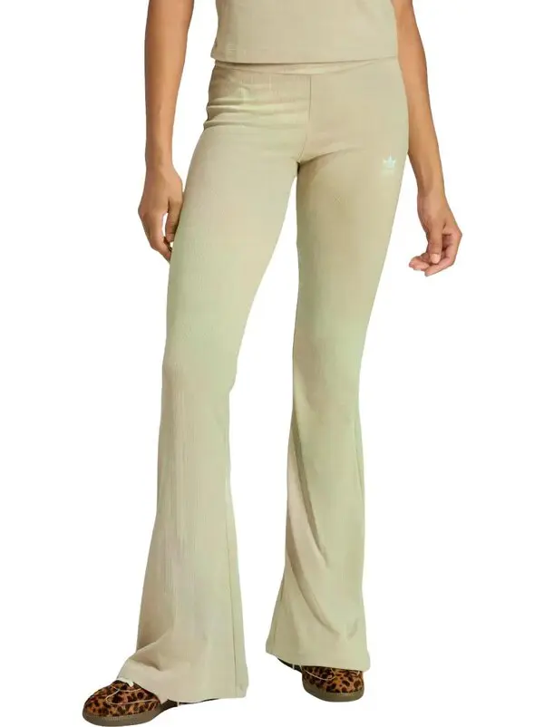 Adidas Ribbed Flared Trousers - Neutrals