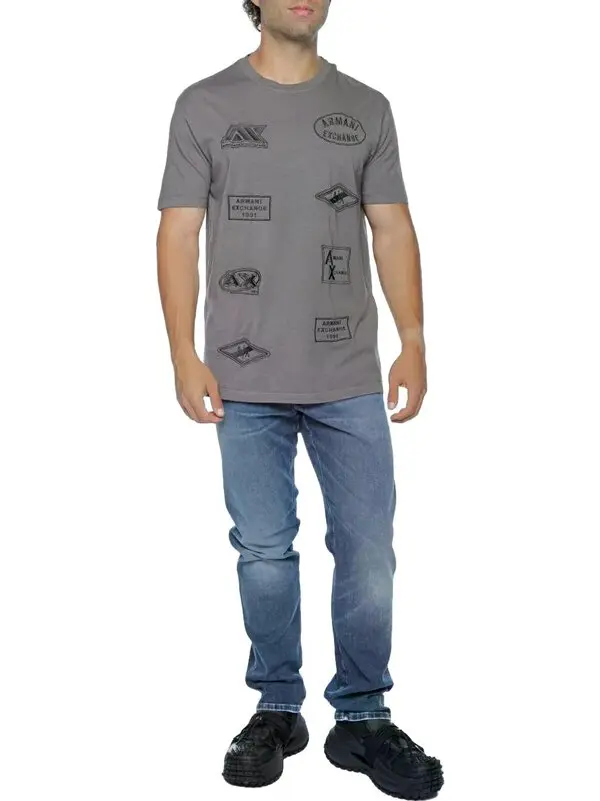 Armani Exchange Logo-embroidered T-shirt - Grey