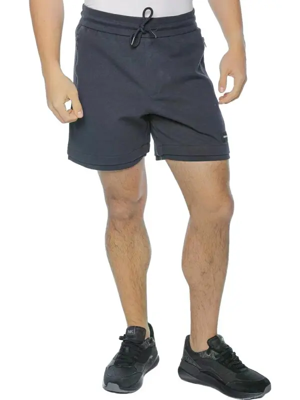 Armani Exchange Drawstring-waist Logo-patch Shorts - Blue