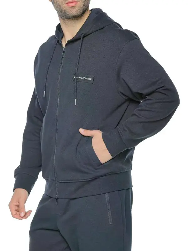 Armani Exchange Diagonal-weave Zip-up Hoodie - Black