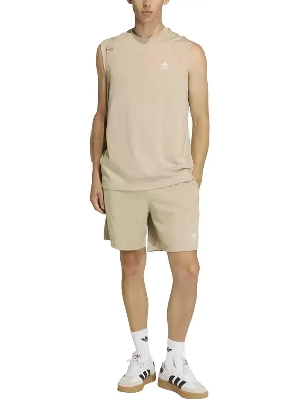 Adidas Trefoil Essentials Logo-print Mesh Shorts - Neutrals