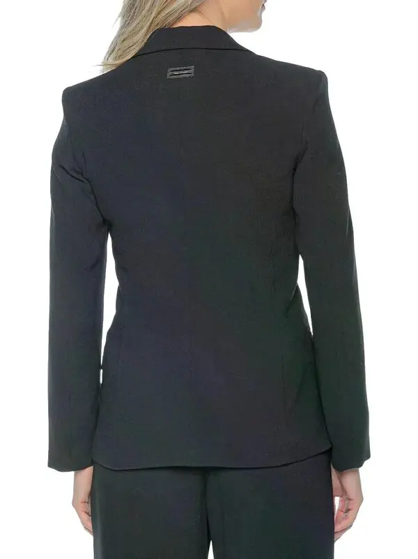 Armani Exchange Single-breasted Blazer With Logo Plaque - Black