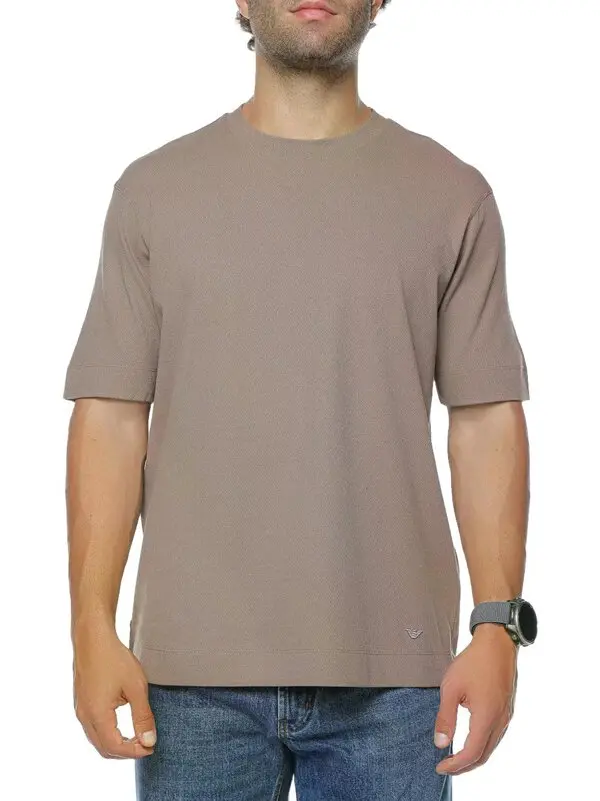 Emporio Armani Textured Logo-detail T-shirt - Brown