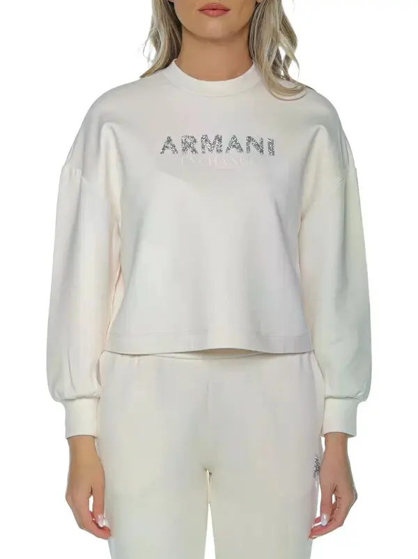 Armani Exchange Sequin Logo Sweatshirt - White
