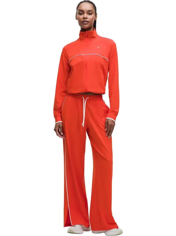 Lululemon Court Rival Wide-leg Track Pant - Cherry Ember/white