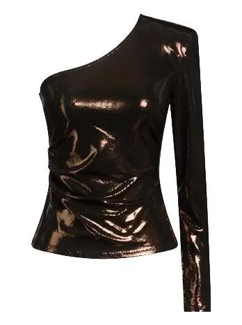 Patrizia Pepe One-shoulder Metallic Top - Brown