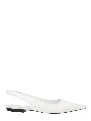 By Far Leather Slingback Ballet Flats - White