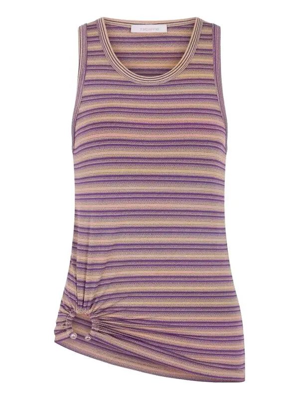 Rabanne Striped Piercing Detail Tank Top - Pink