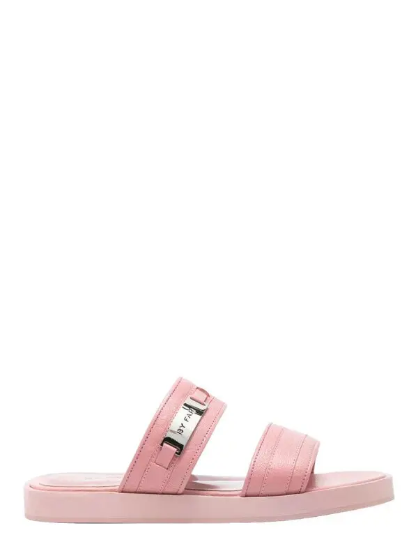 By Far Double Strap Sandals With Logo Plaque - Pink