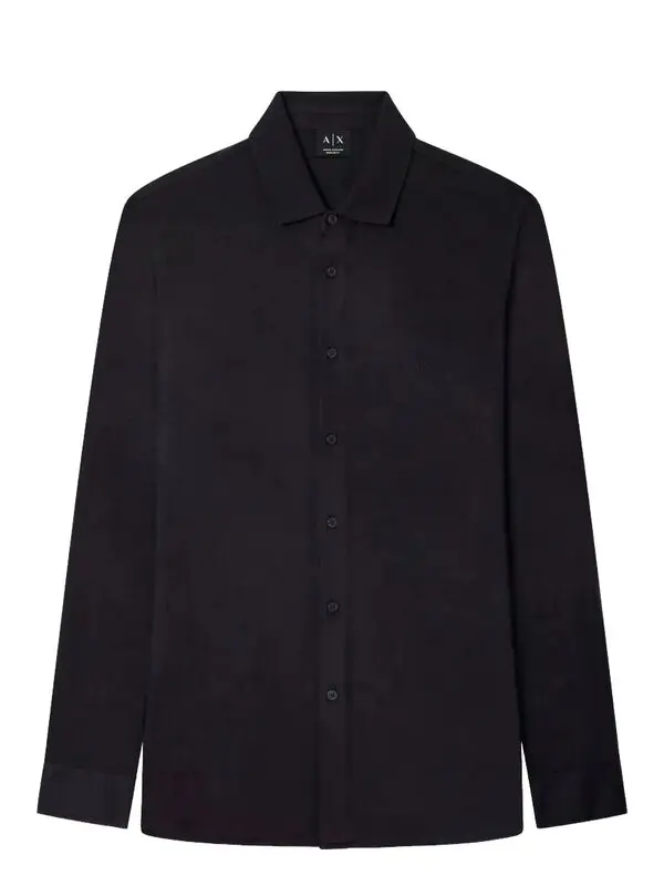 Armani Exchange Logo-embroidered Long-sleeve Shirt - Blue