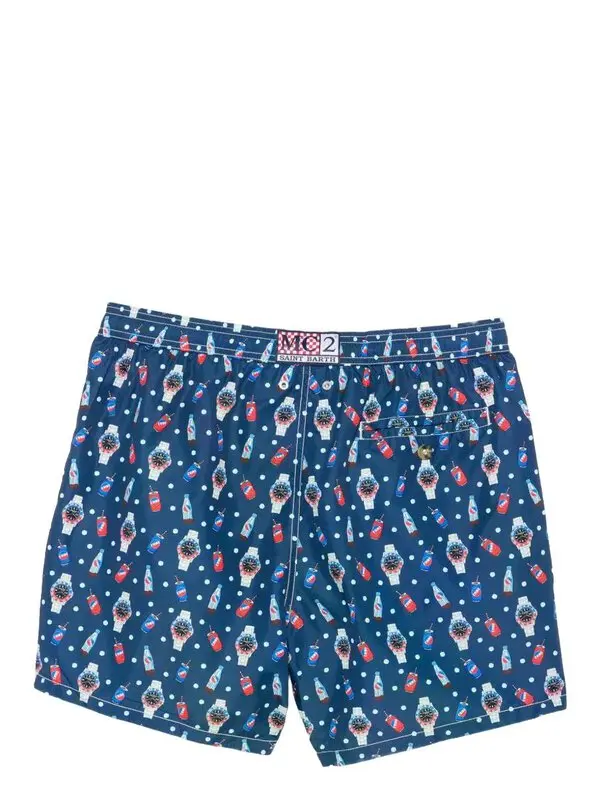 MC2 SAINT BARTH Graphic Print Drawstring Swim Shorts - Blue