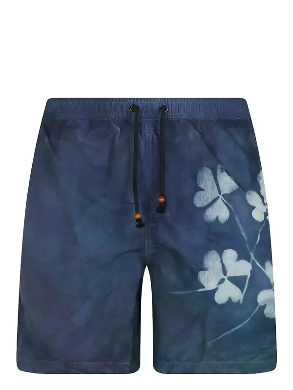 ESCAPISTA Garment-dyed Floral-print Drawstring Swim Shorts - Blue