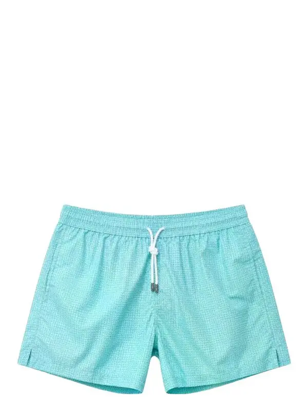 Fedeli Micro-patterned Drawstring Swim Shorts - Blue