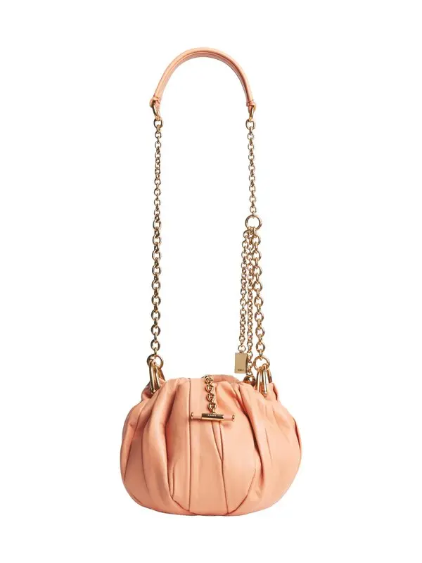 Chloé Leather Plissé Shoulder Bag - Orange
