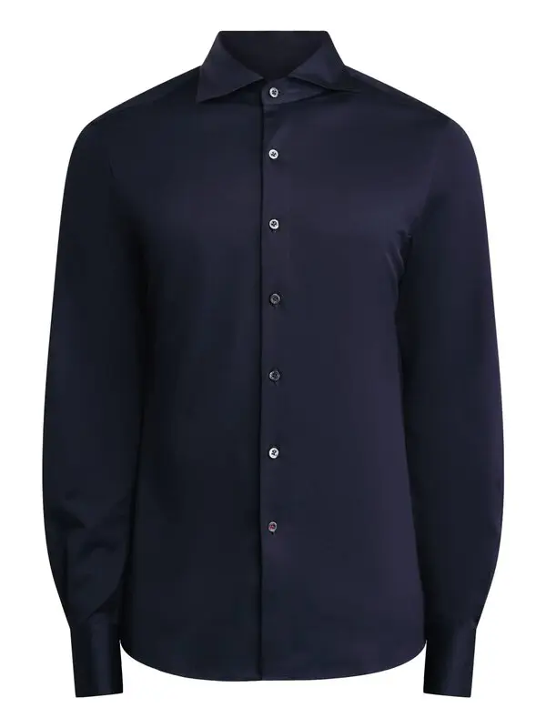 Isaia Cotton Jersey Shirt - Navy