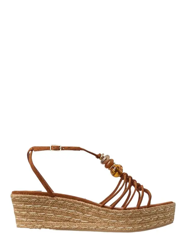 JIMMY CHOO Lemi 50 Suede Wedge Sandals - Brown