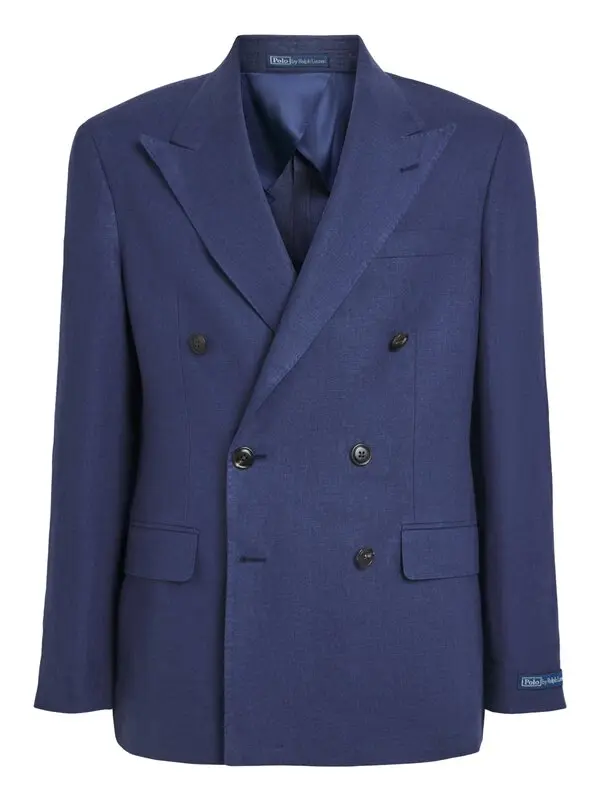 Polo Ralph Lauren Linen Double-breasted Blazer - Blue