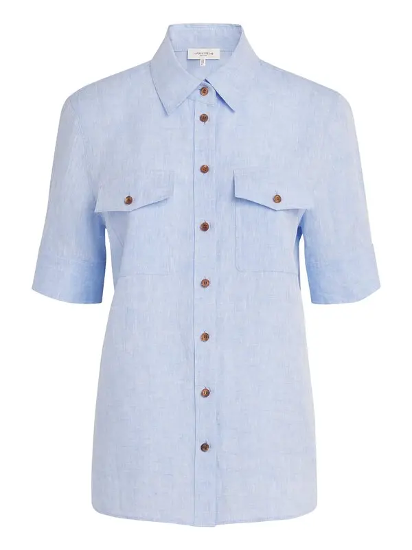 Lafayette 148 New York Linen Twin-pocket Shirt - Blue