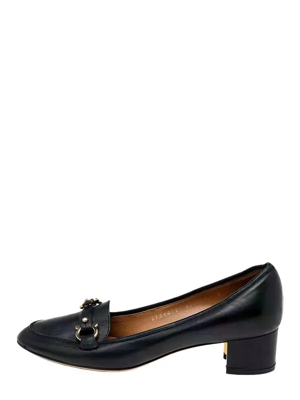 FERRAGAMO Logo Detail Leather Pumps - Black