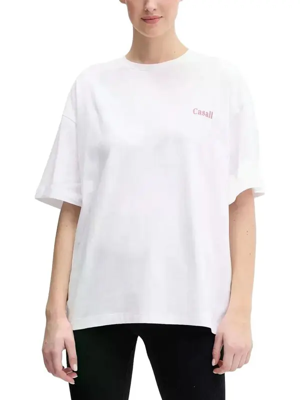 CASALL Logo Print Drop Shoulder T-shirt - White