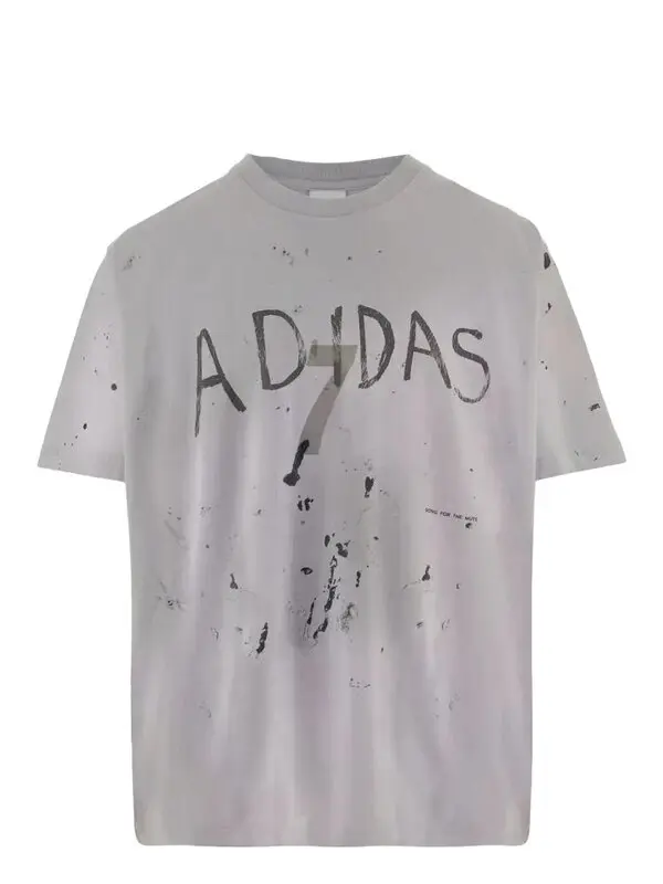 SONG FOR THE MUTE Adidas X 007 Logo-print Paint-splatter T-shirt - Grey