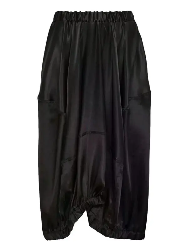 Comme Des Garçons Satin Draped Midi Skirt - Black