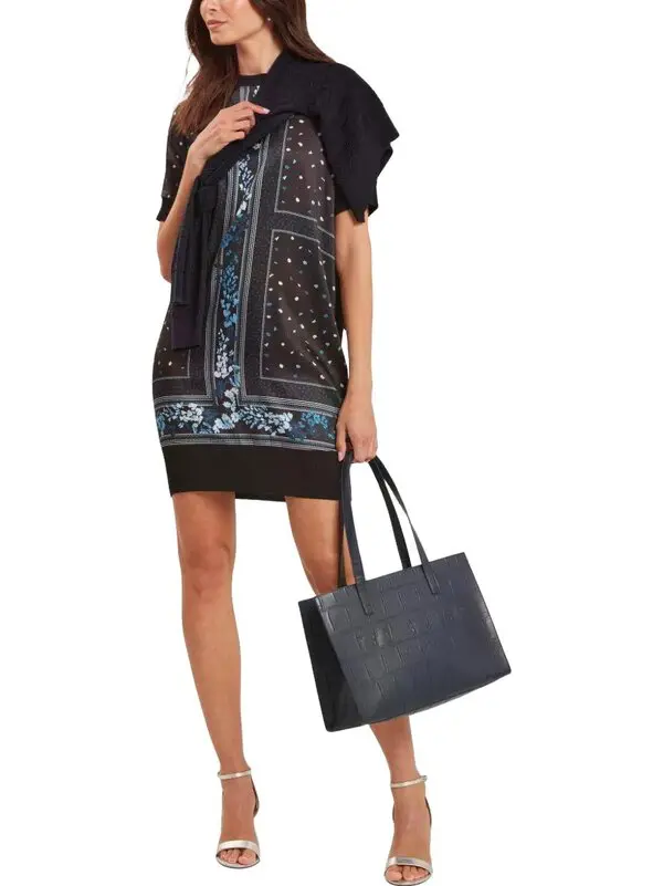Ted Baker London Azzala Floral Print Boxy Dress - Black