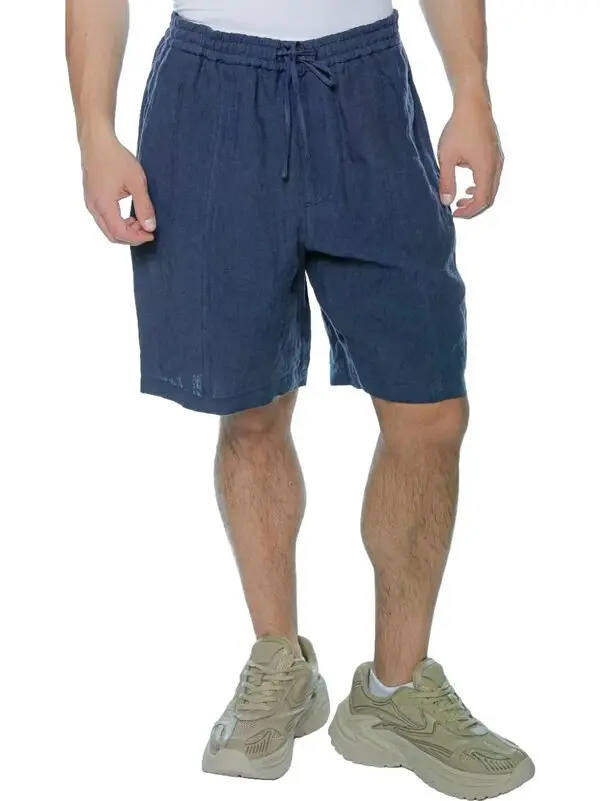 Emporio Armani Flax Drawstring Shorts - Blue