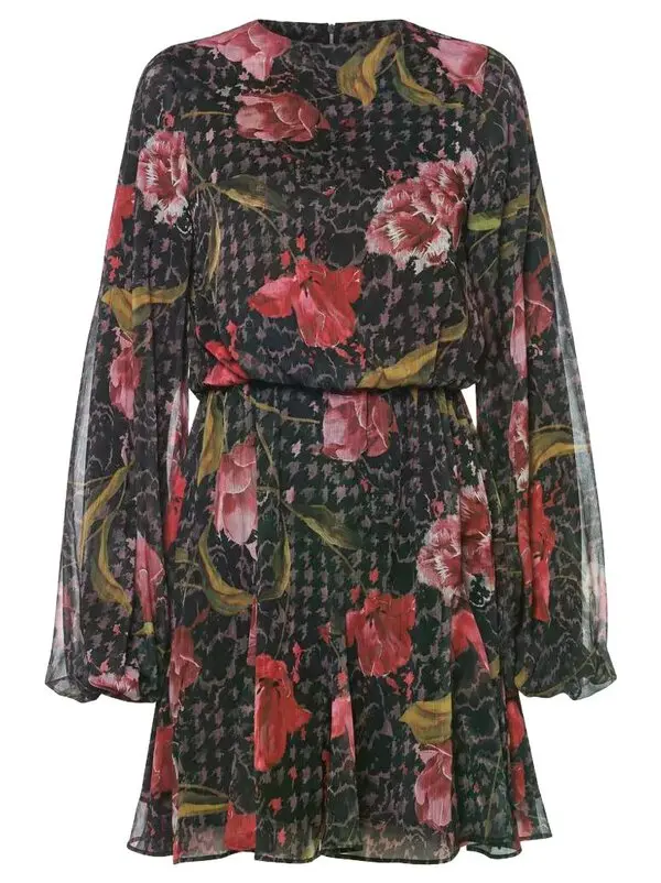 Ted Baker London Floral Print Long Sleeve Dress - Black