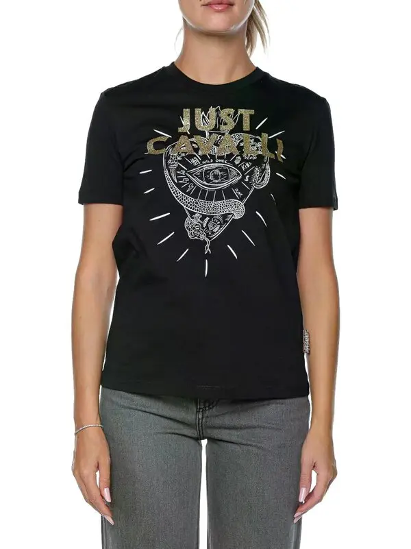 Just Cavalli Graphic Print T-shirt - Black