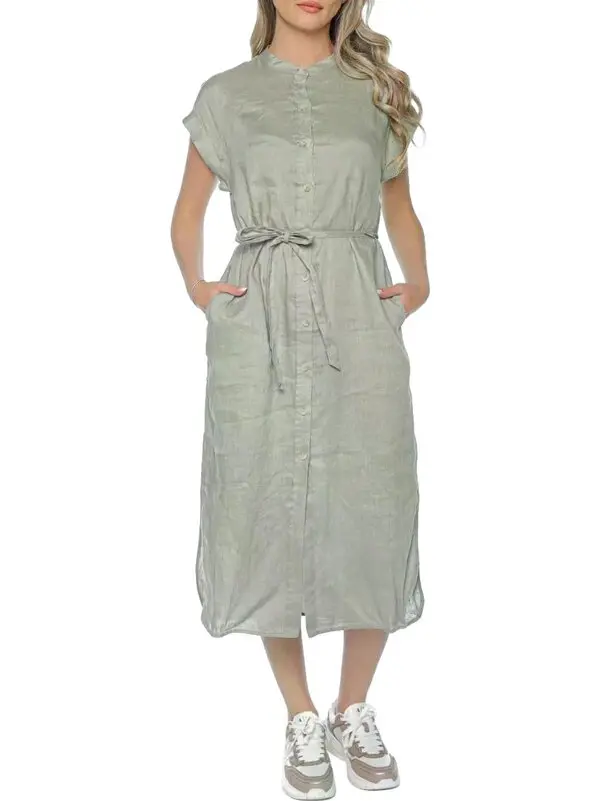 ECOALF Belted Midi Shirt Dress - Green