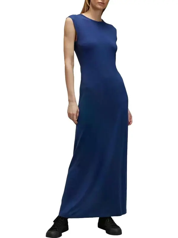 Y3 Open-back Side-stripe Maxi Dress - Blue