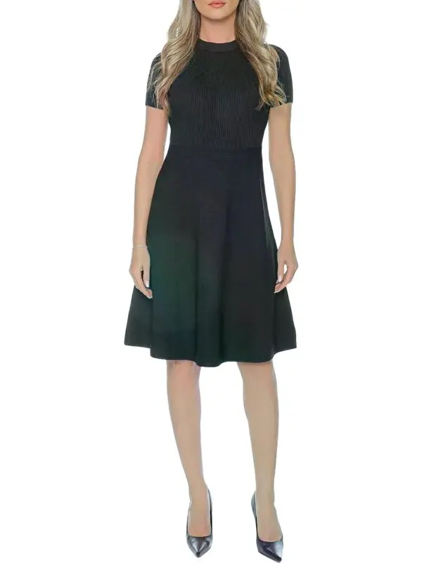 Armani Exchange Ribbed-knit Midi Dress - Black