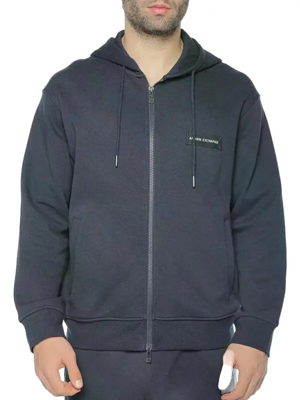 Armani Exchange Diagonal-weave Logo Hoodie - Black