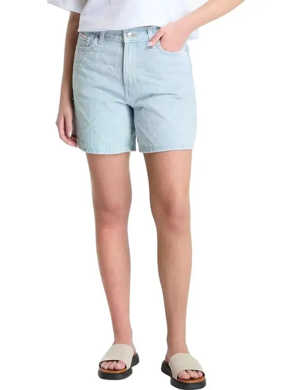 Calvin Klein Monogram-embroidered Denim Shorts - Blue