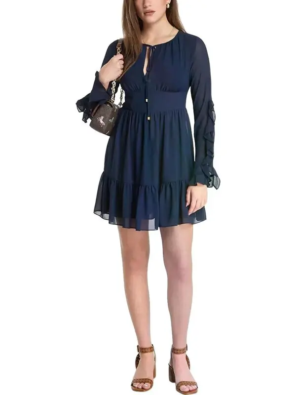 Michael Kors Ruffled Sleeve Mini Dress - Blue