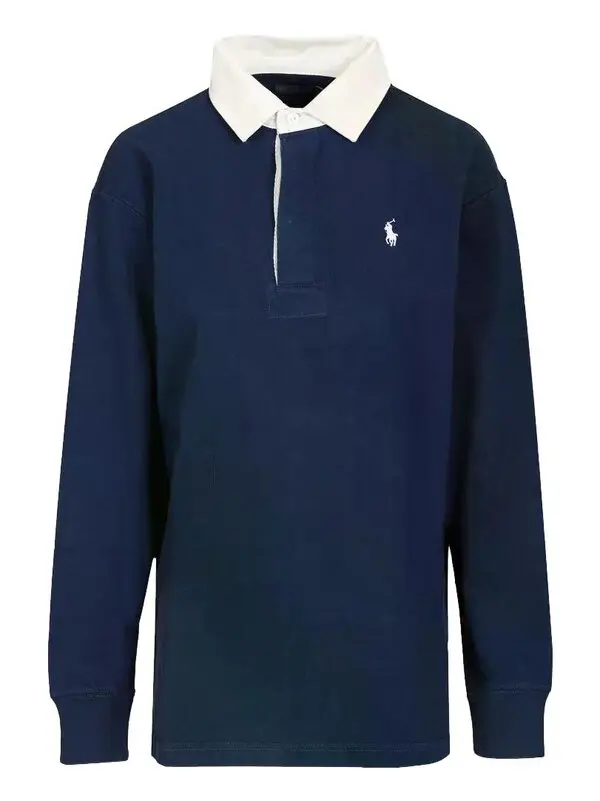 Polo Ralph Lauren Oversized Embroidered Pony Rugby Shirt - Blue