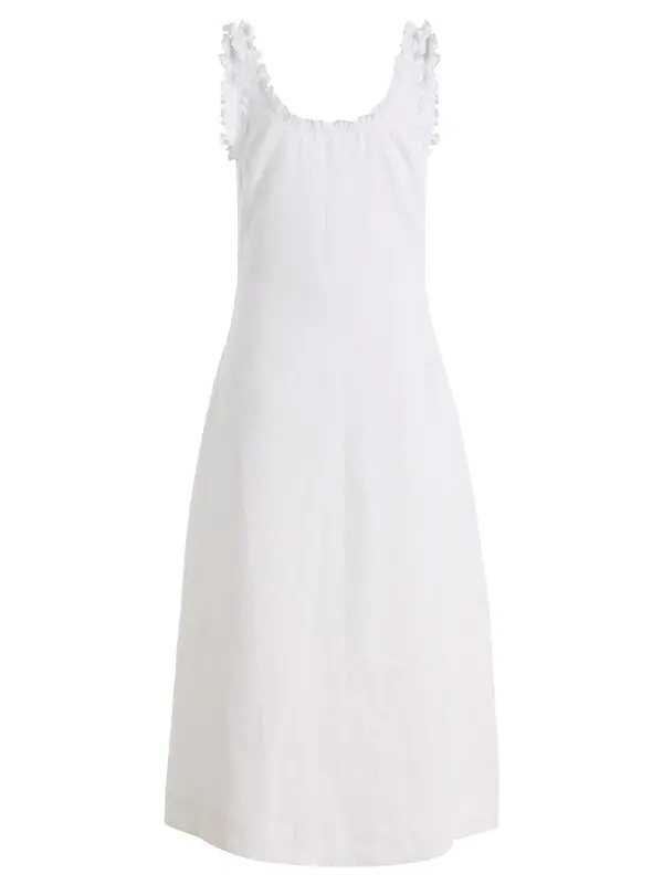 Posse Florence Ruffled Linen Midi Dress - Ivory